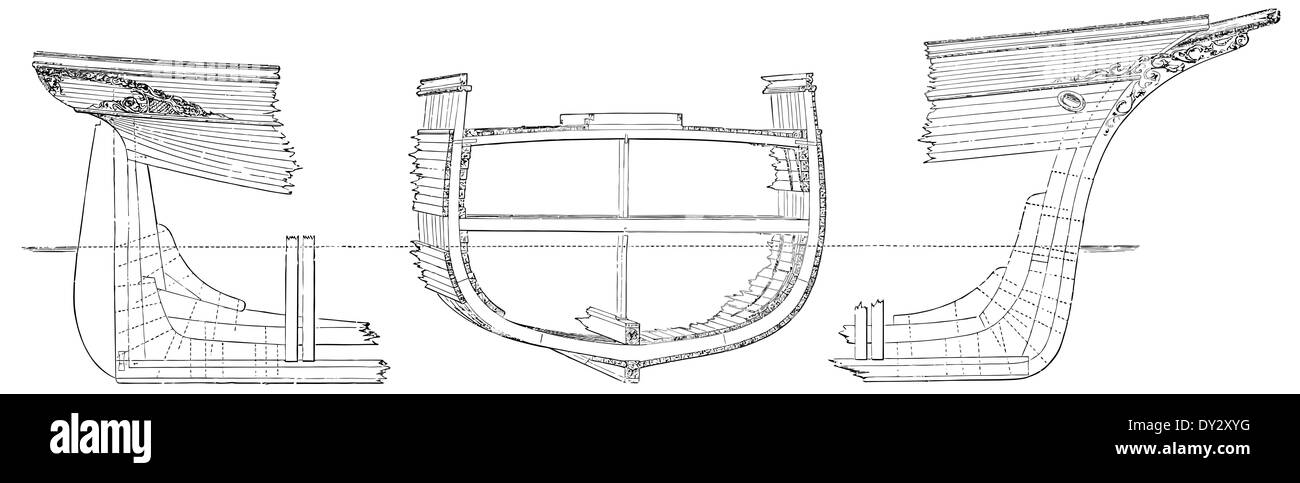 Cross section (geometry) of a wooden ship Stock Photo - Alamy