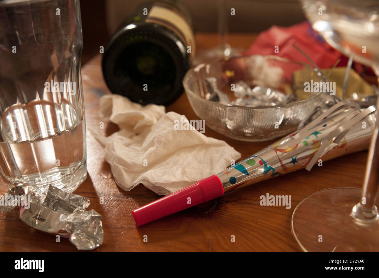 Aftermath of a New Year party, the morning after Stock Photo - Alamy