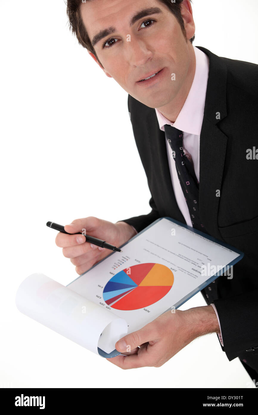 Businessman checking graph Stock Photo - Alamy