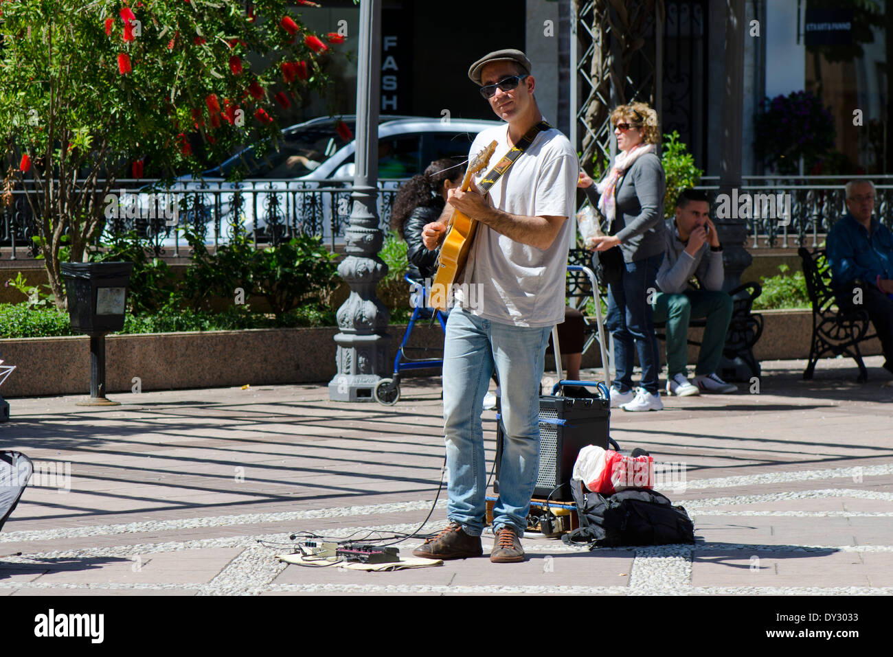 Street musicians giving a performance on a square in Fuengirola, Costa ...
