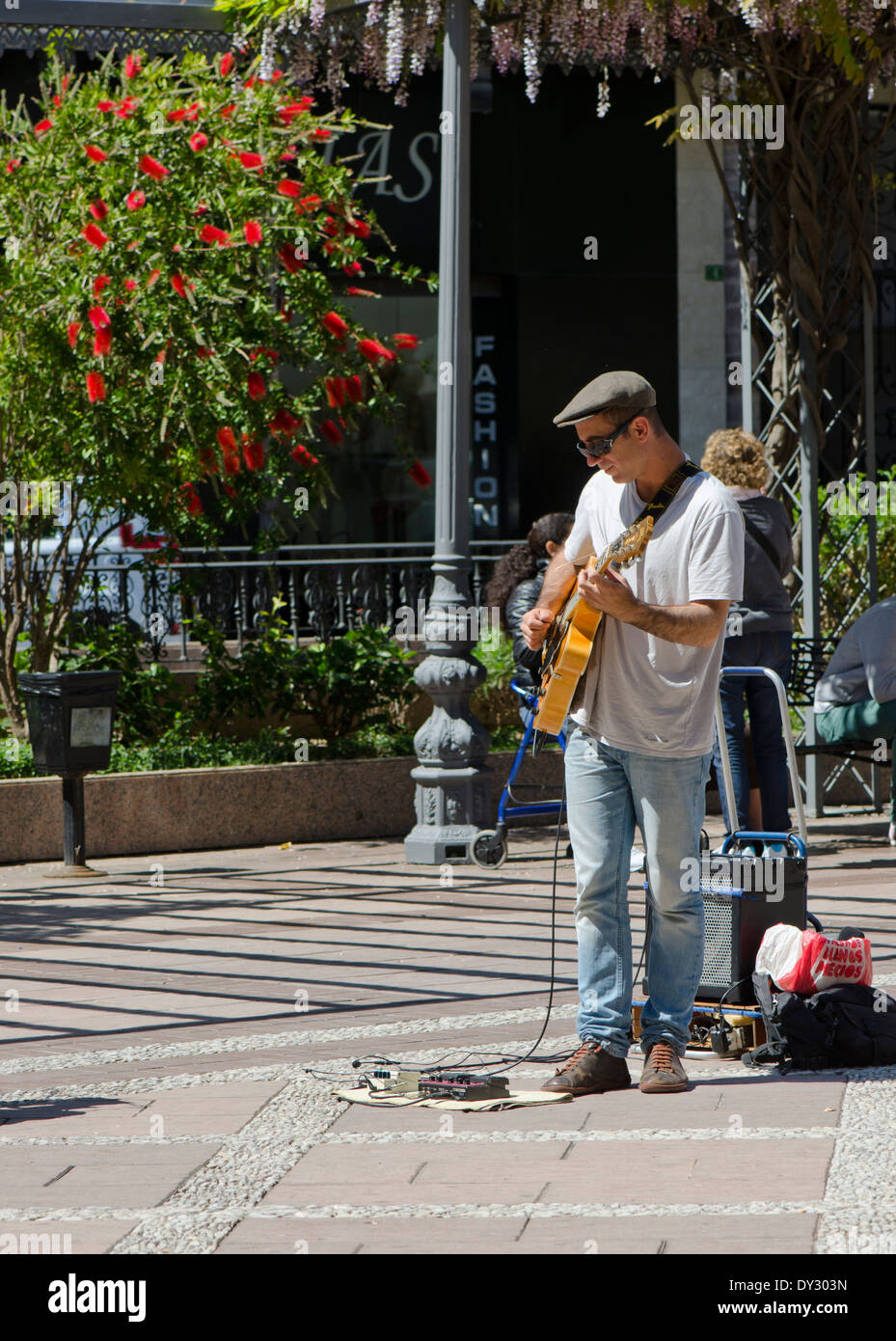 Street musicians giving a performance on a square in Fuengirola, Costa ...