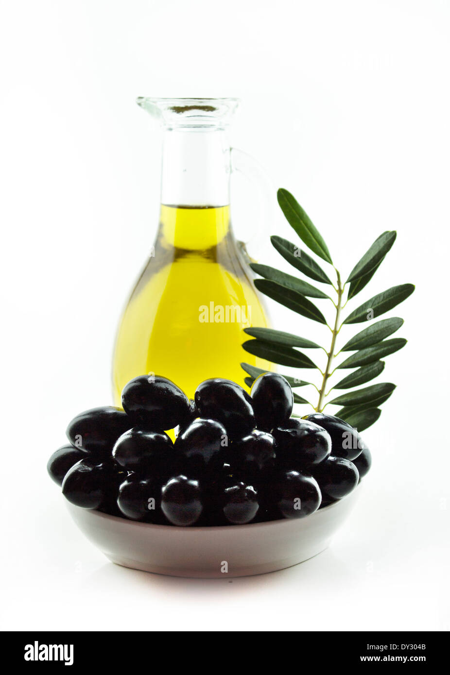 Olive leaves black background Cut Out Stock Images & Pictures - Alamy