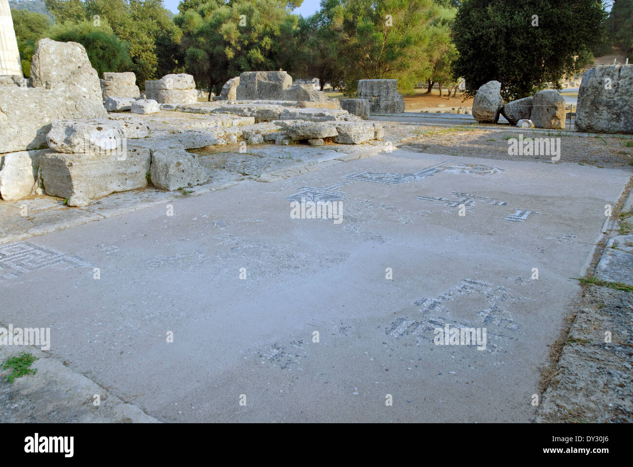 The preserved Pronaos mosaic floor great 5th century BC Temple Zeus ...
