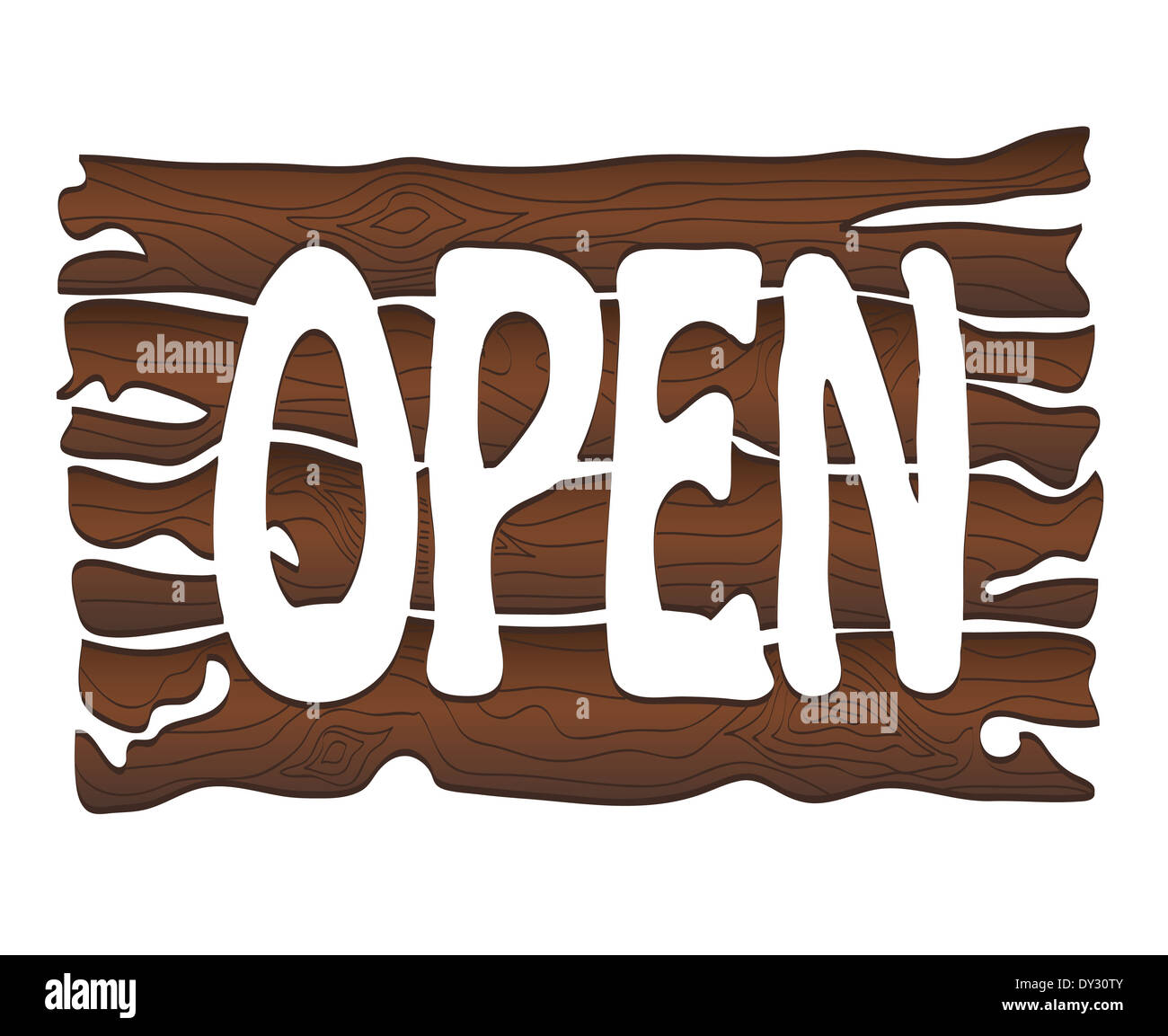 Wooden sign open isolated on white. Vector Stock Photo - Alamy