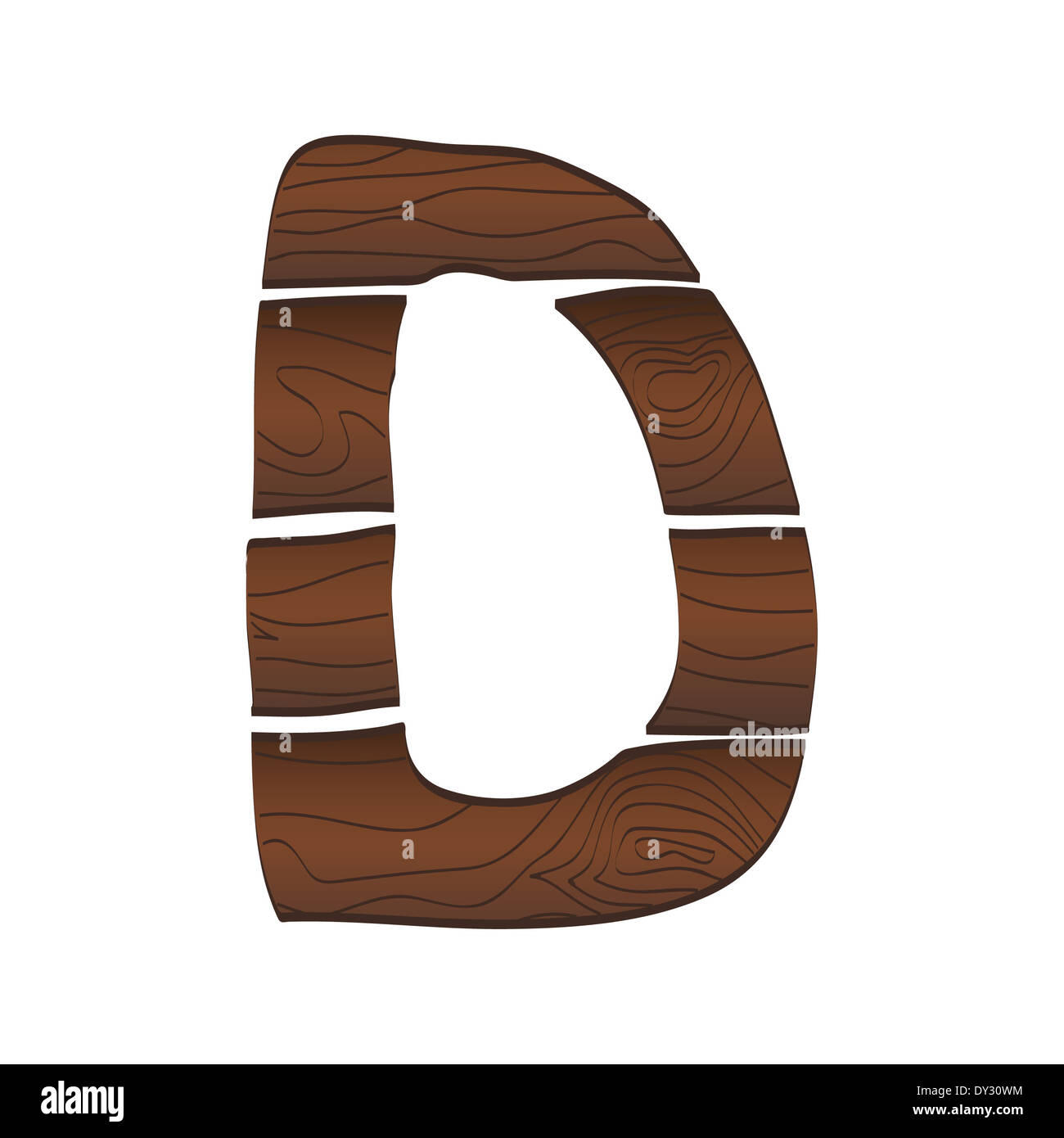 Letter D from wood isolated on the white. Vector Stock Photo - Alamy