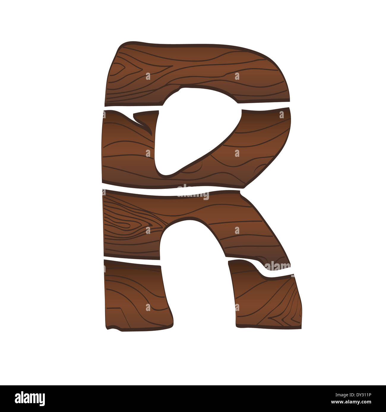 Letter R from wood isolated on the white. Vector Stock Photo - Alamy