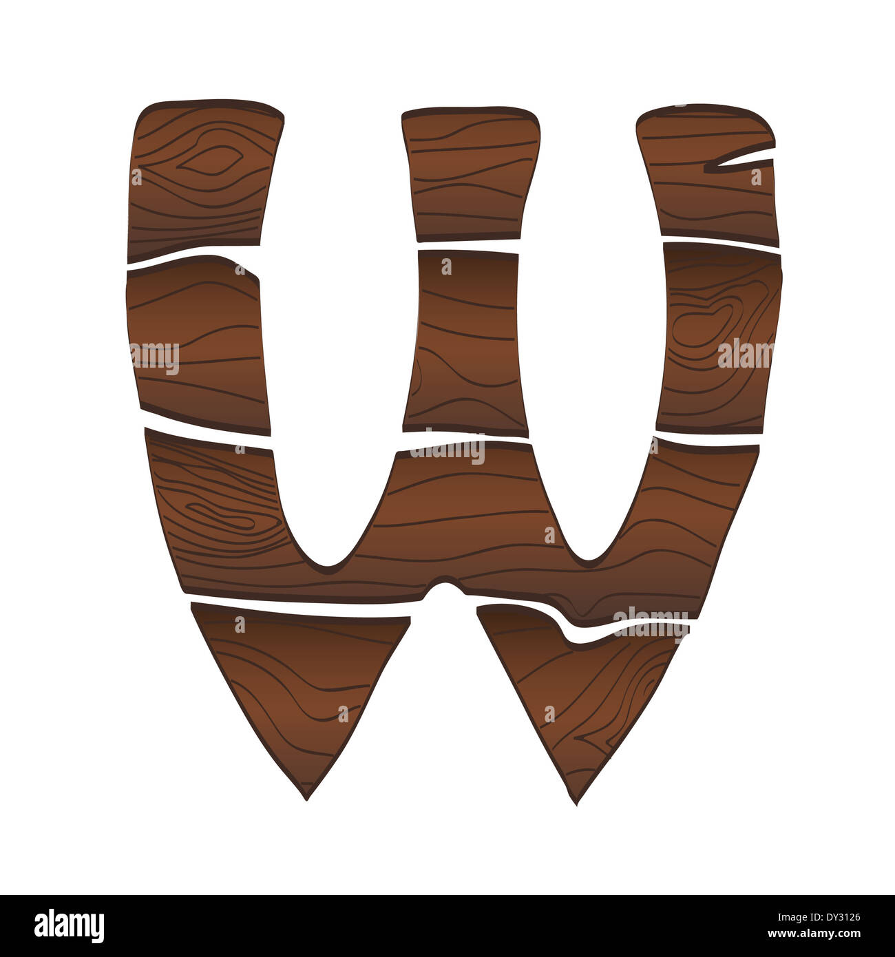 Letter W from wood isolated on the white. Vector Stock Photo - Alamy