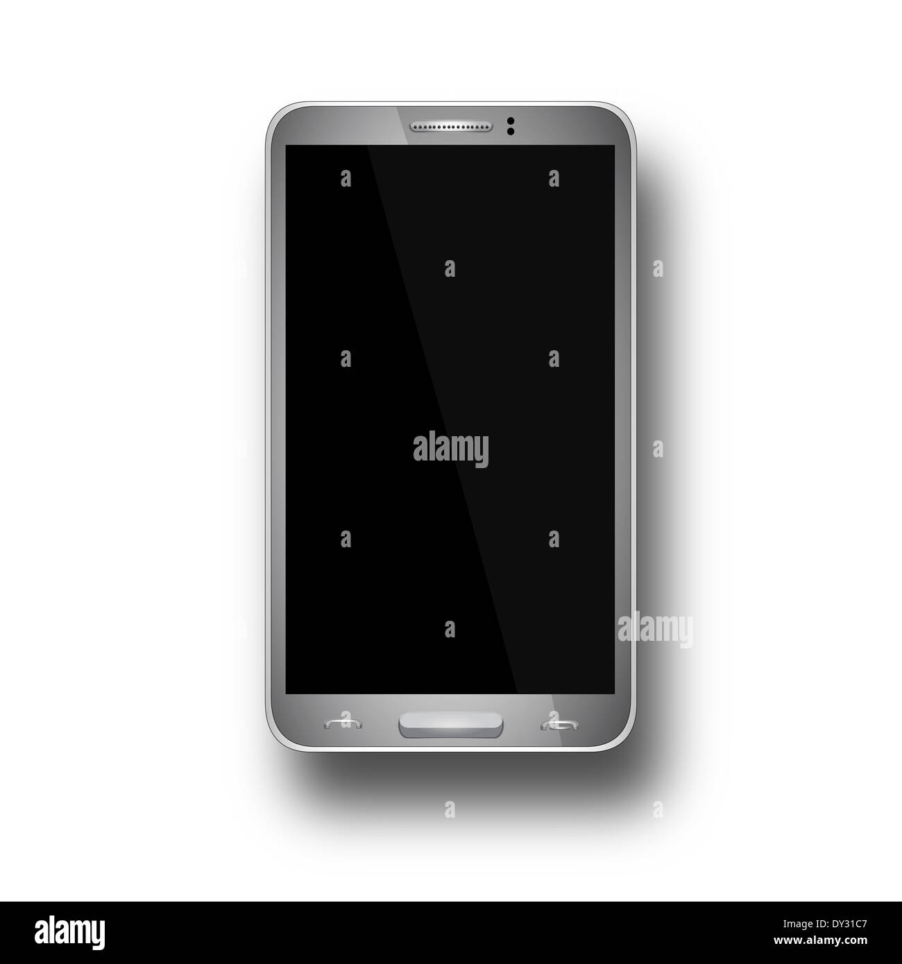 Realistic mobile phone with blank screen isolated on white background ...