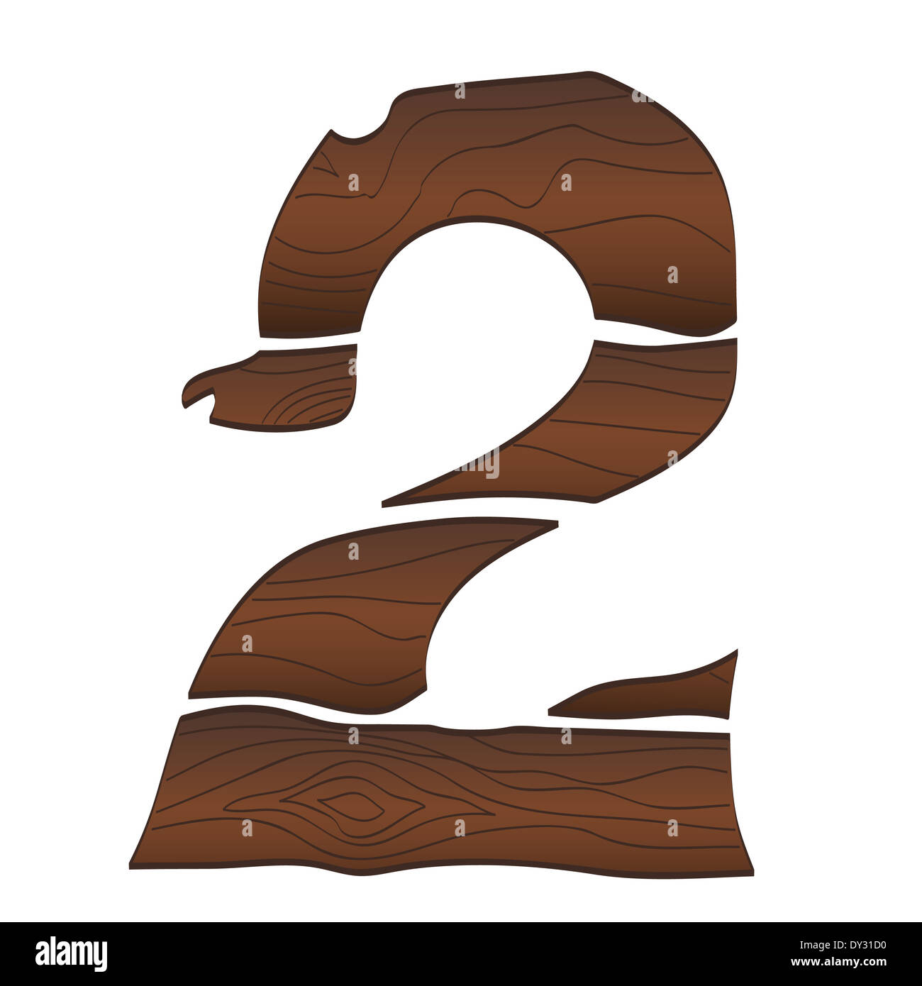 Wood Numbers 2 isolated on the white Stock Photo - Alamy