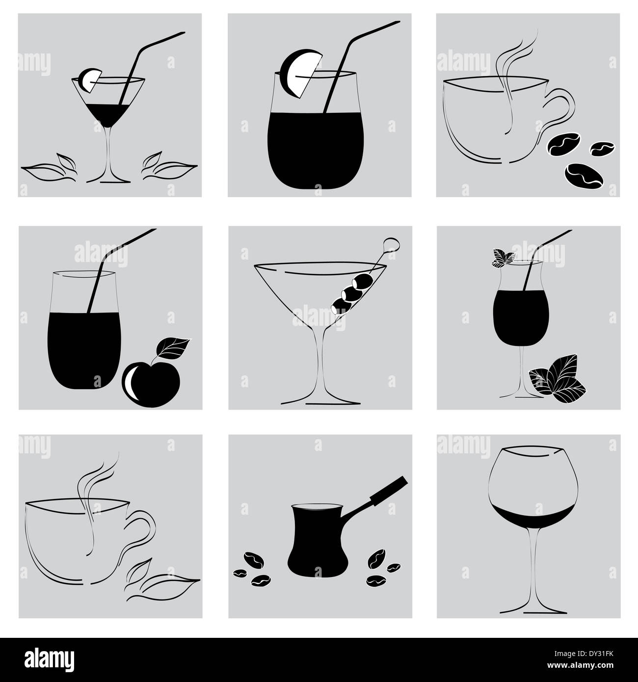 set of drinks in glasses. Vector Stock Photo - Alamy