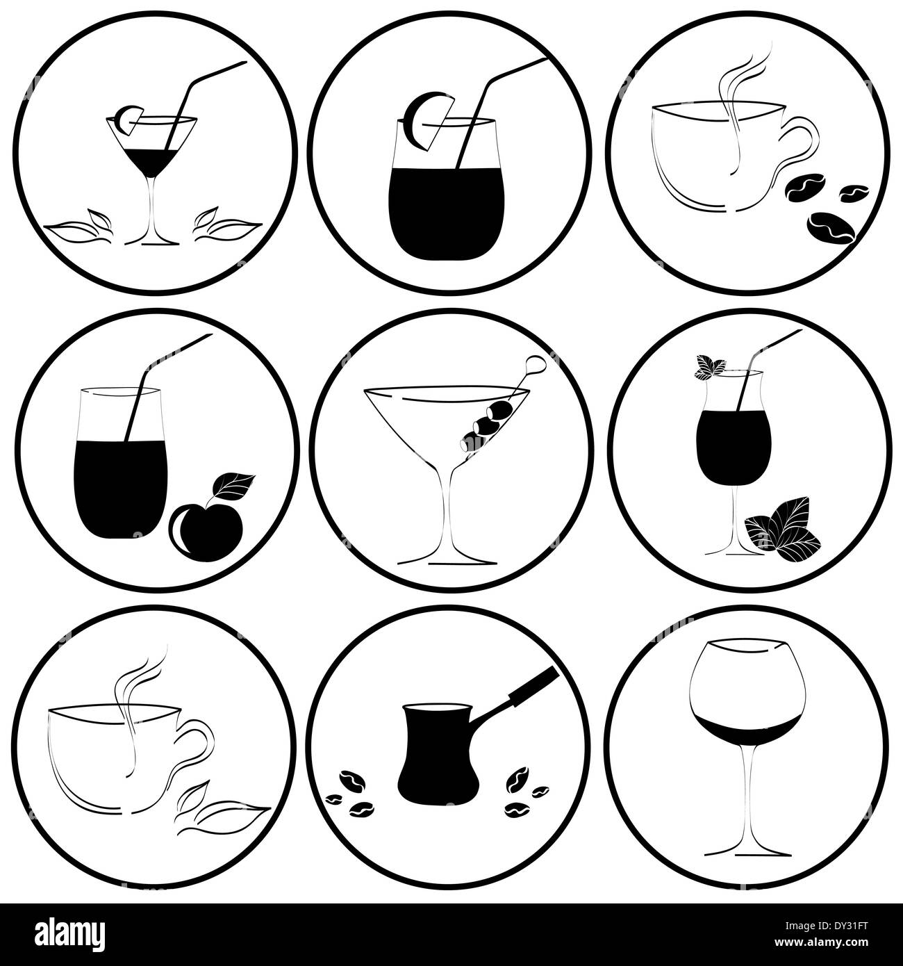 set of drinks in glasses. Vector Stock Photo - Alamy