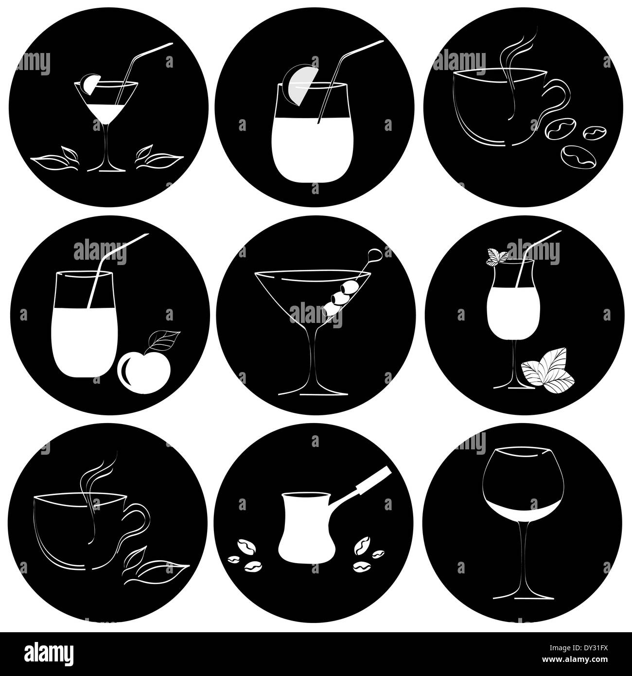set of drinks in glasses. Vector Stock Photo - Alamy