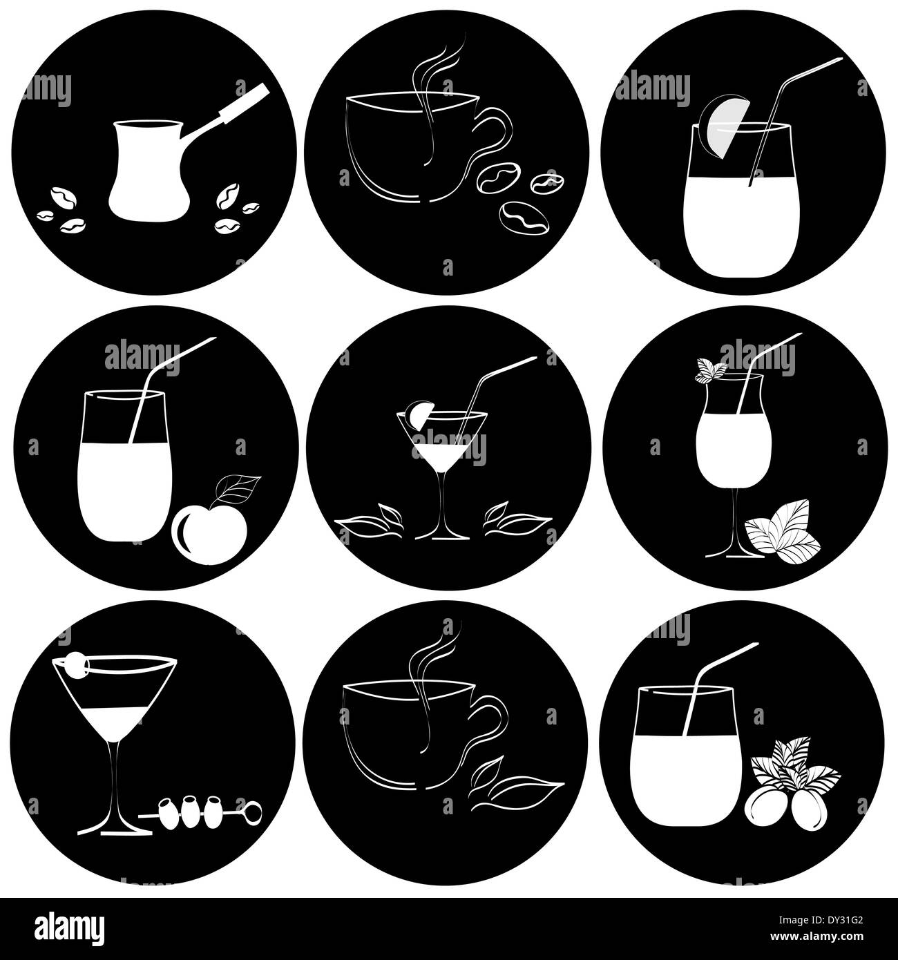 set of drinks in glasses. Vector Stock Photo - Alamy