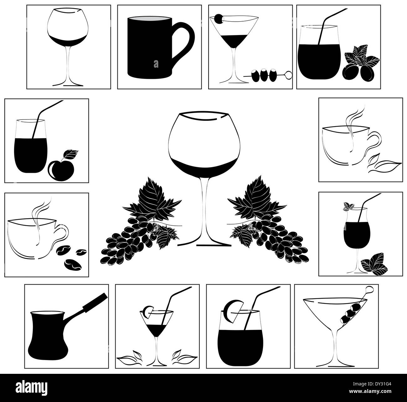 set of drinks in glasses. Vector Stock Photo - Alamy