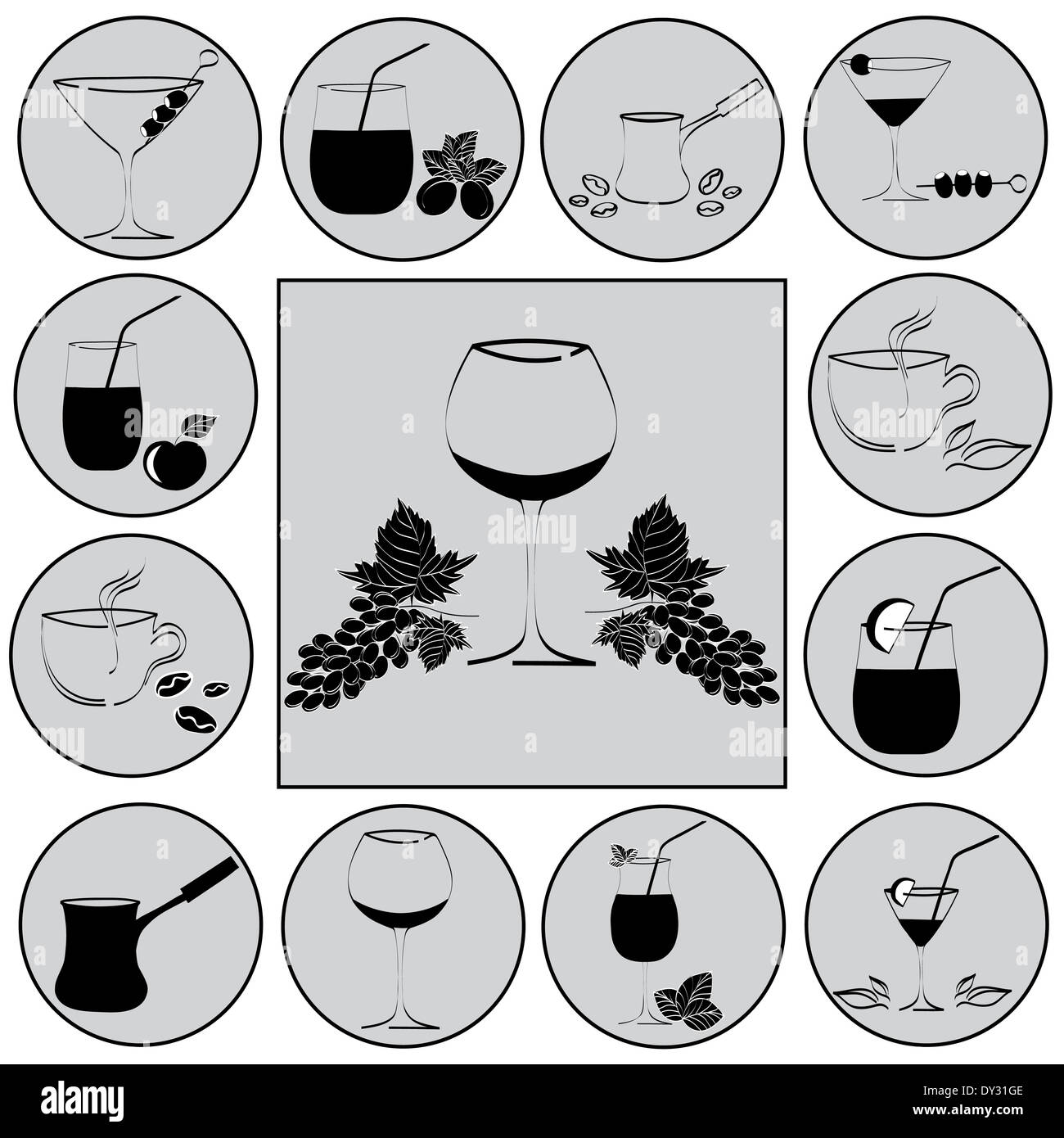 set of drinks in glasses. Vector Stock Photo - Alamy