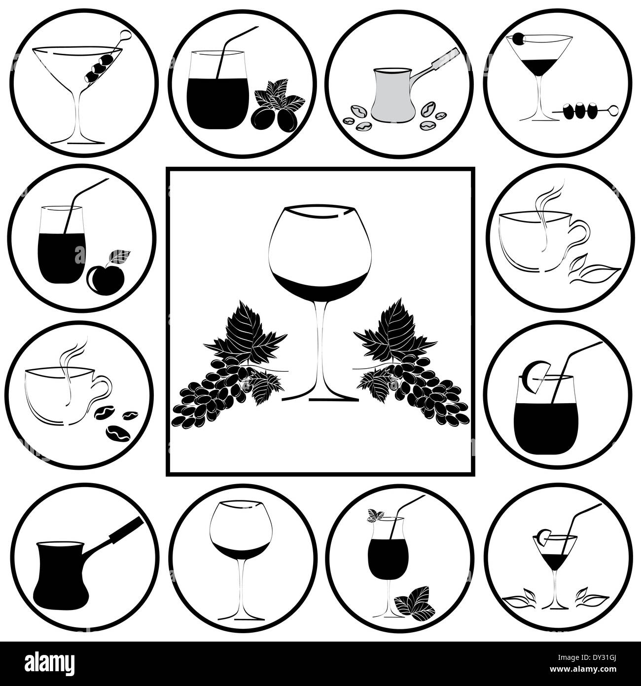 set of drinks in glasses. Vector Stock Photo - Alamy