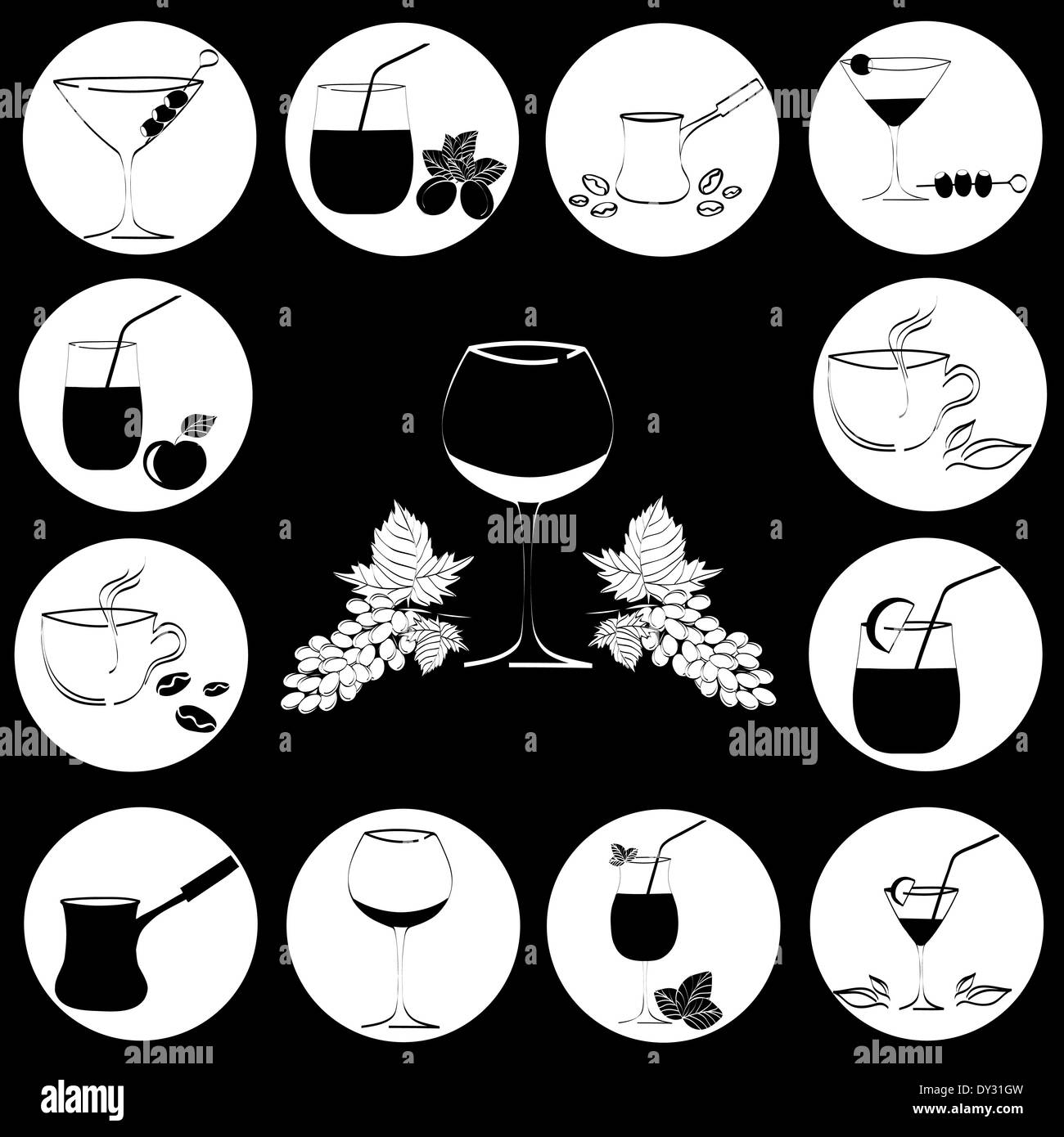 set of drinks in glasses. Vector Stock Photo - Alamy