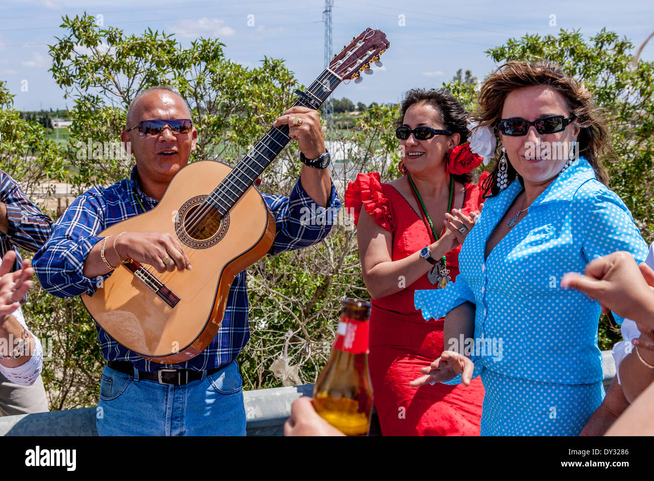 Women Flamenco Dancing, El Rocio Festival, El Rocio, Andalusia, Spain ...