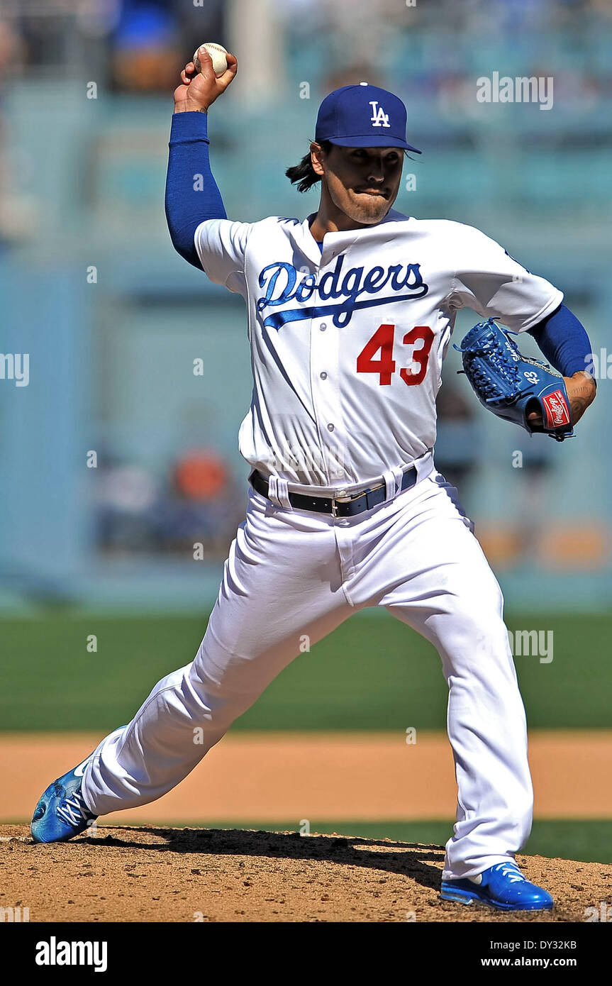 Los Angeles, CA, USA. 4th Apr, 2014. Los Angeles Dodgers relief pitcher ...