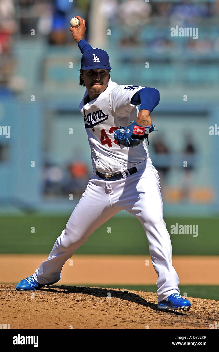 Los Angeles, CA, USA. 4th Apr, 2014. Los Angeles Dodgers relief pitcher ...