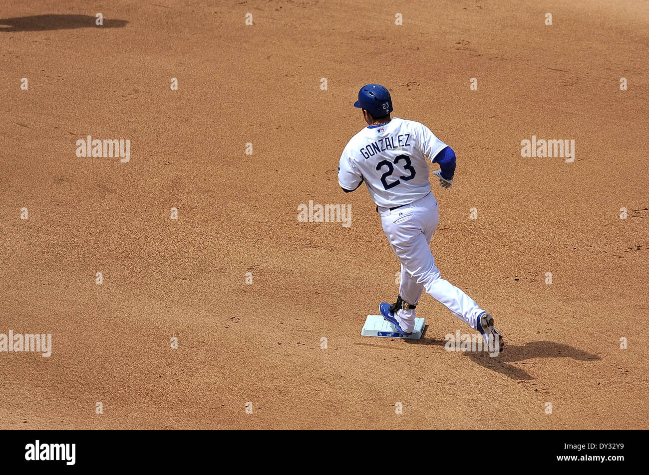 Los Angeles, CA, USA. 4th Apr, 2014. Los Angeles Dodgers first baseman ...