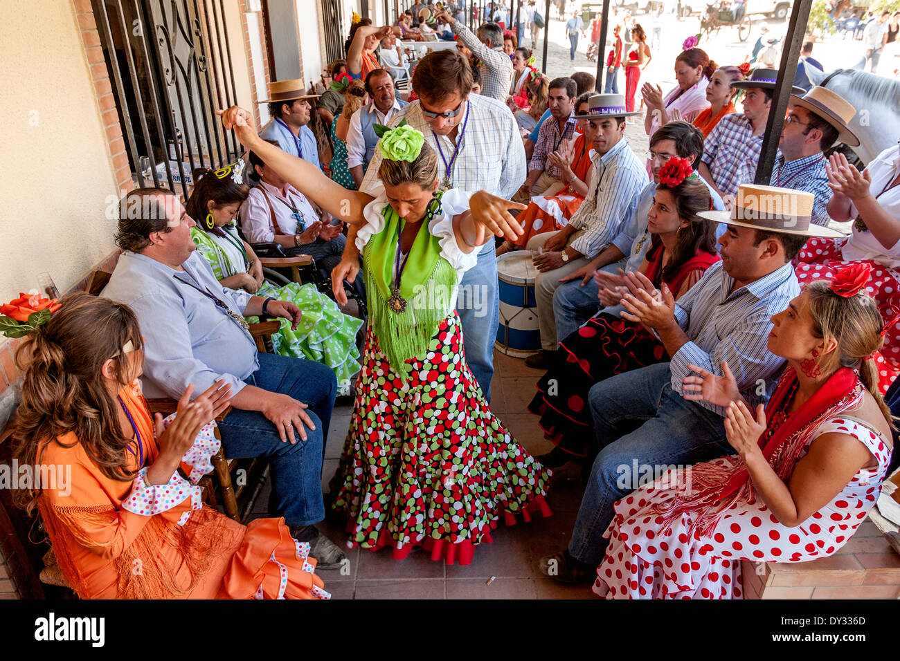 Flamenco Dancing, El Rocio Festival, El Rocio, Andalusia, Spain Stock ...