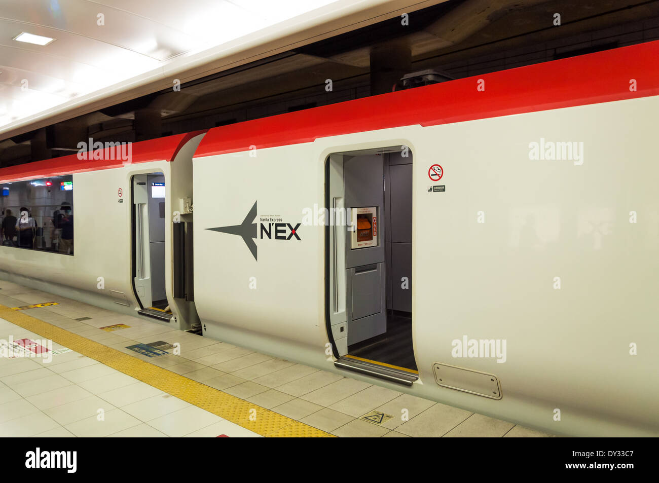 Boarding the NEX Train from Narita Airport to downtown Tokyo Stock ...