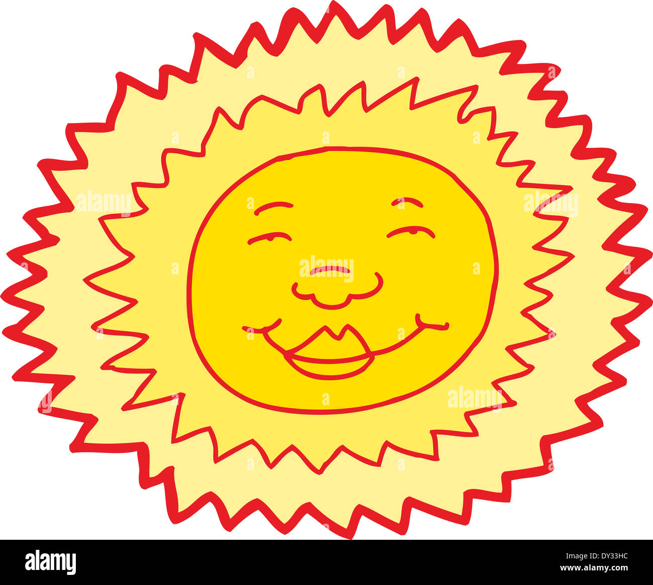 Single smiling face in sun over white background Stock Photo - Alamy