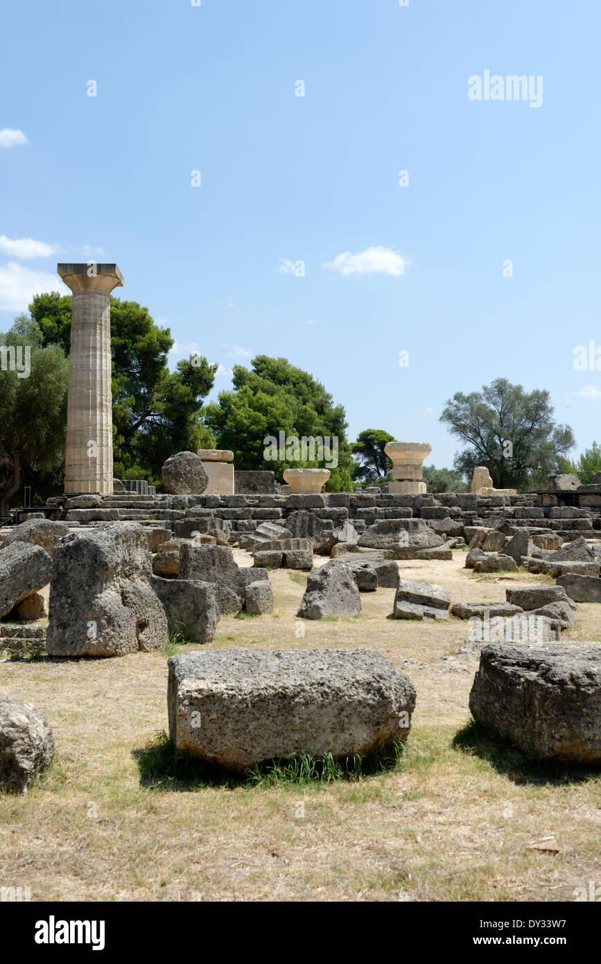West side view (rear) lone standing column 5th century BC Temple Zeus ...