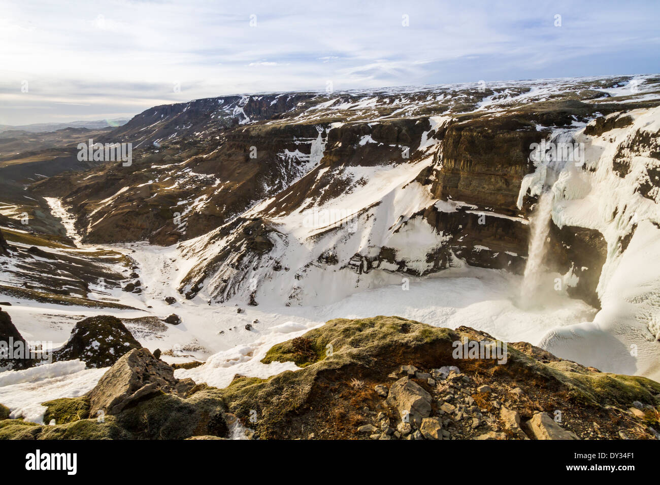 Haifoss, the second tallest waterfalls in Iceland, plunges 122m into a ...
