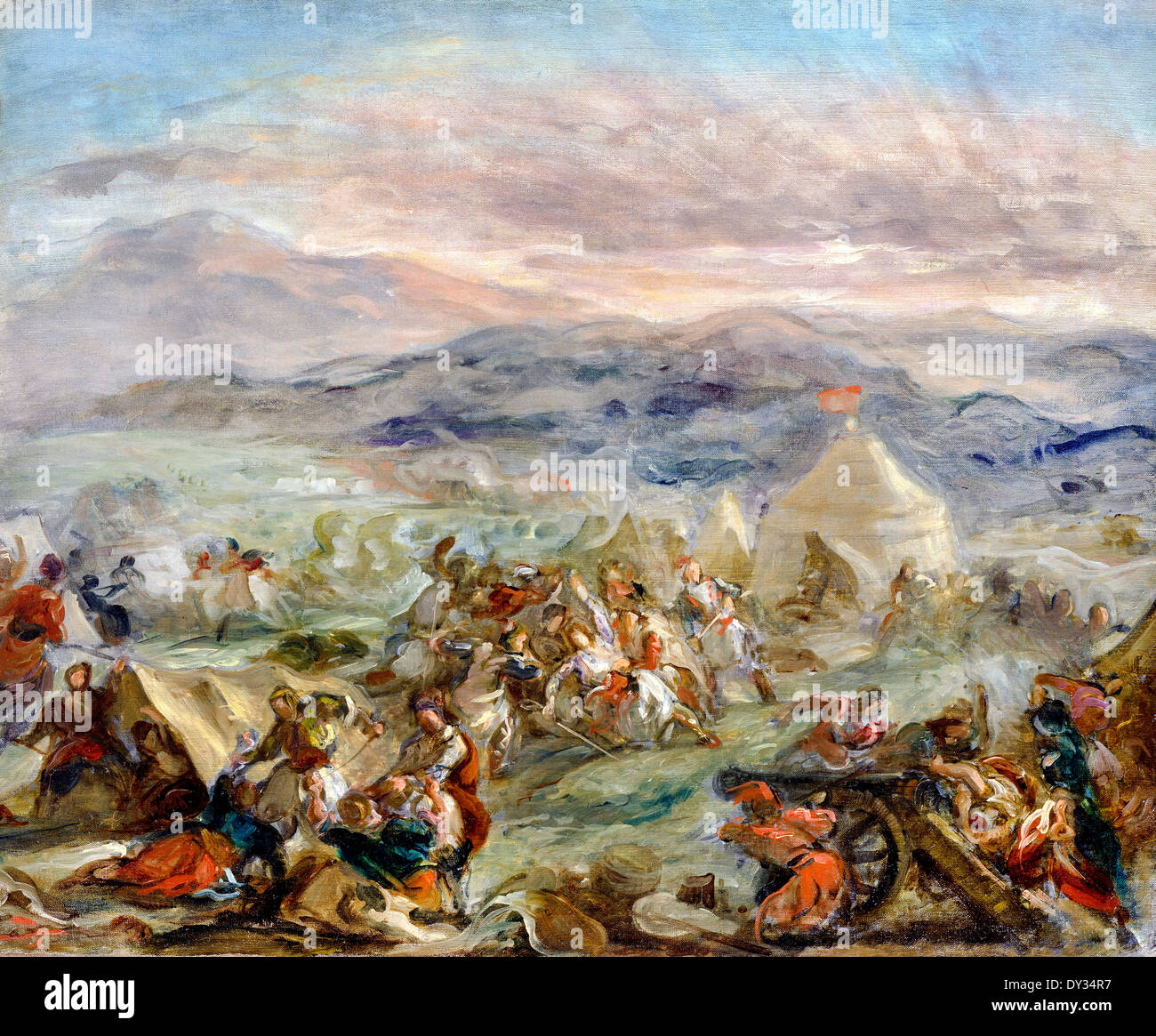 Eugene Delacroix, Botzaris Surprises the Turkish Camp and Falls Fatally ...