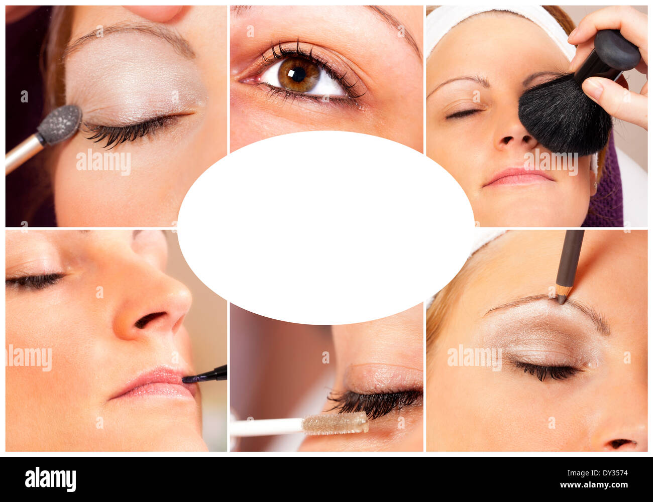 Photo Collage of a real Make up and beauty session with a pretty young ...