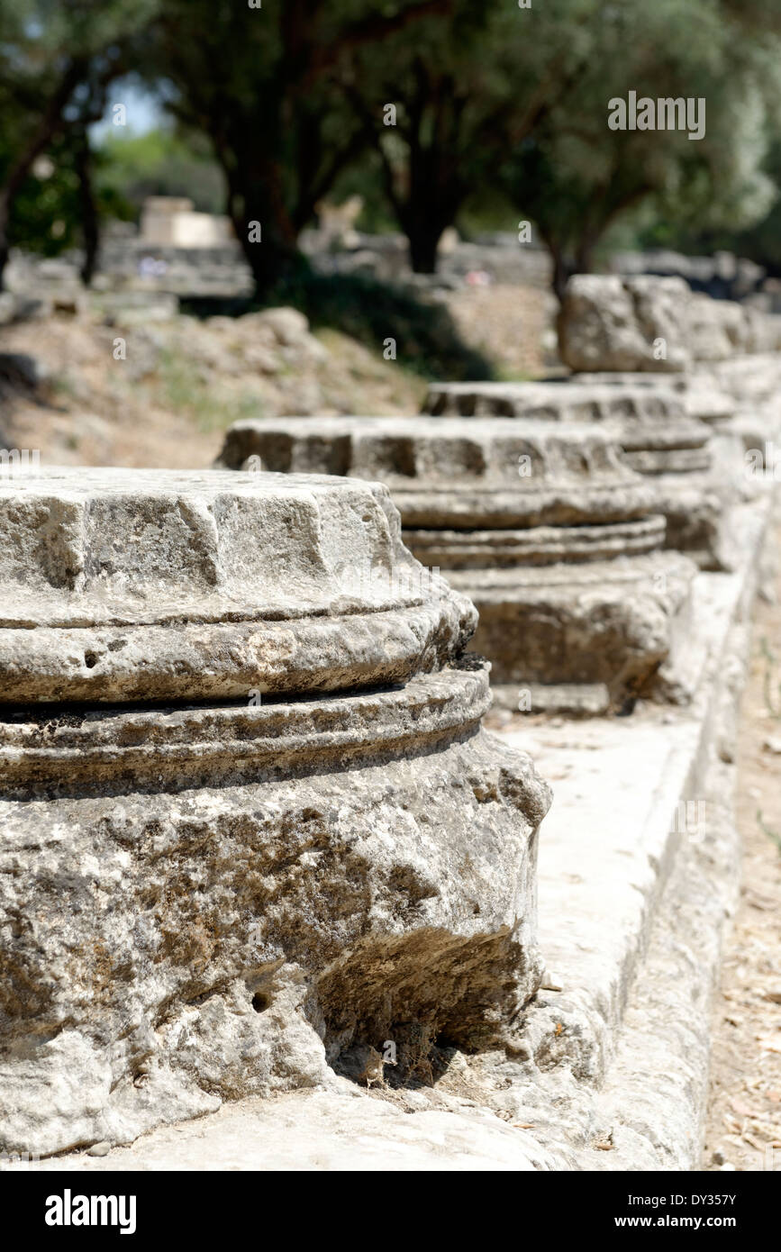 Column bases outer Ionic colonnade Leonidaion Ancient Olympia ...