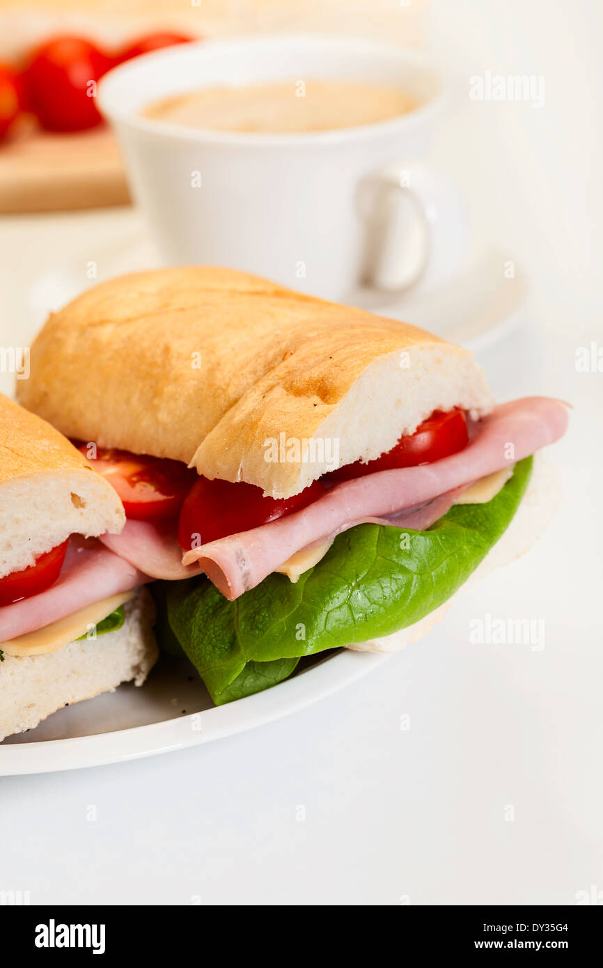 Italian panini sandwich with ham, cheese and tomato Stock Photo - Alamy