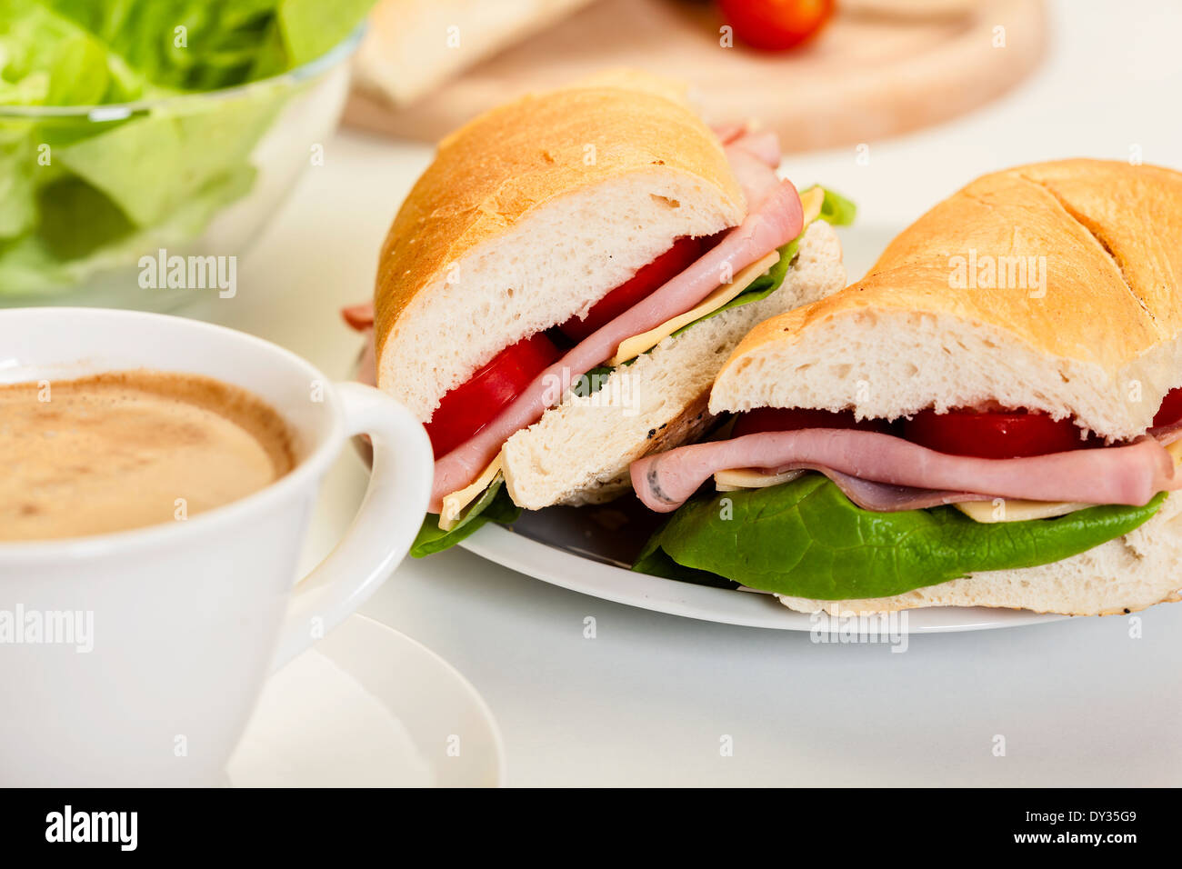 Italian panini sandwich with ham, cheese and tomato Stock Photo - Alamy