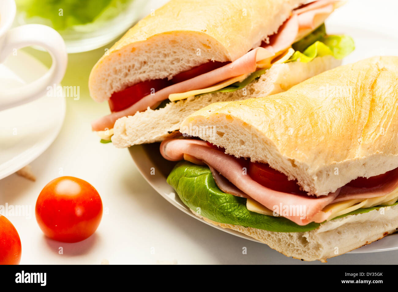Italian panini sandwich with ham, cheese and tomato Stock Photo - Alamy