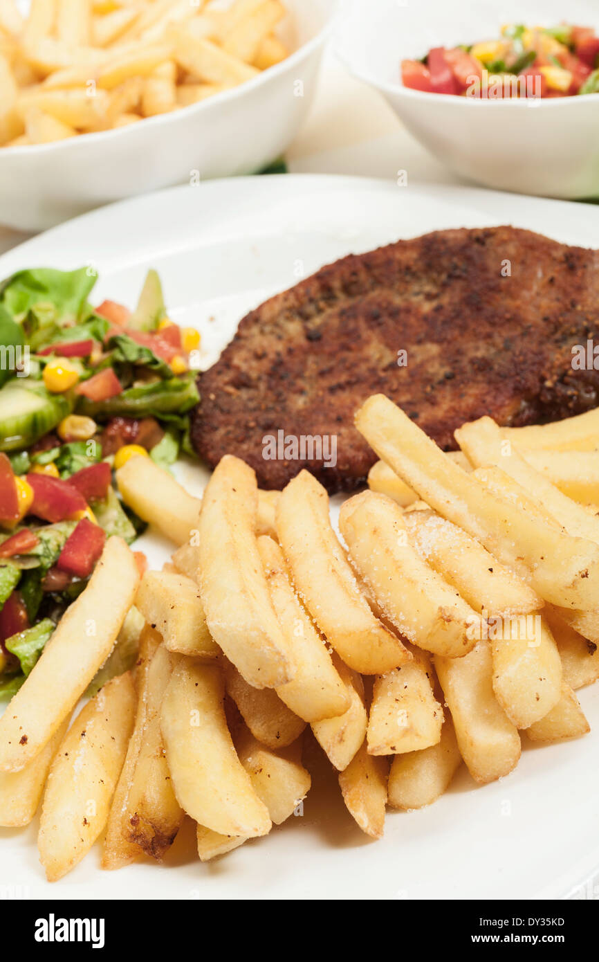 French fries with meatball Stock Photo - Alamy