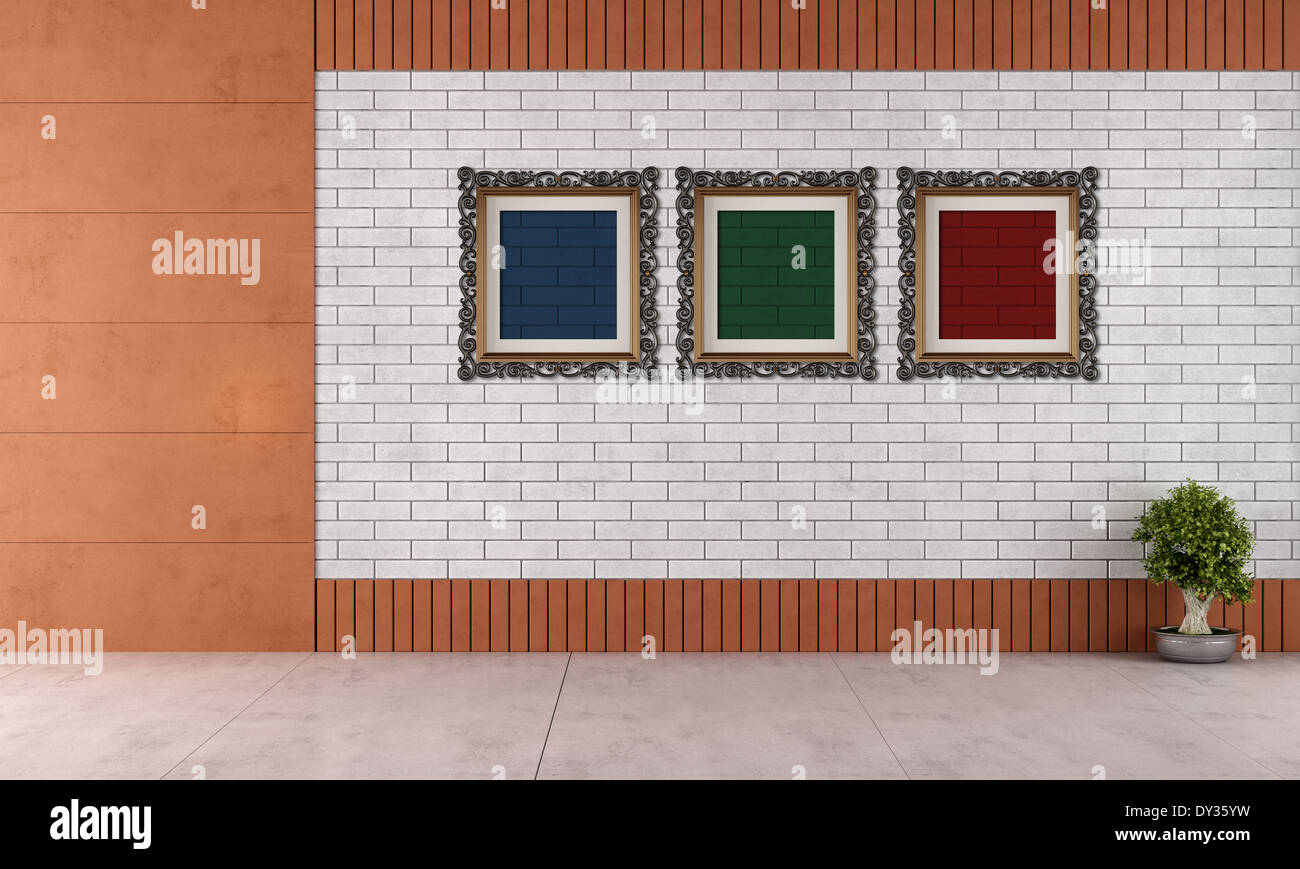 , concrete panel and classic frame - rendering Stock Photo - Alamy