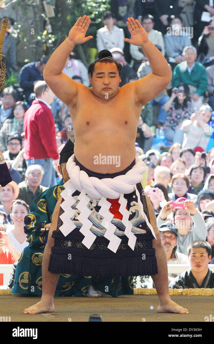 Tokyo, Japan. 5th Apr, 2014. Kakuryu Sumo : Sumo dedicated to the ...