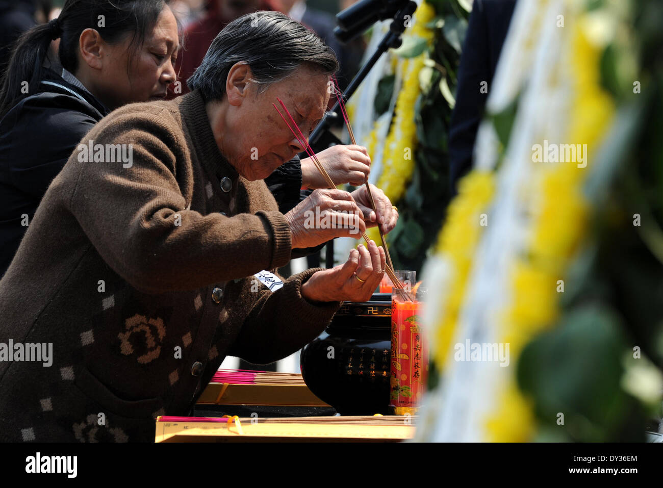 Nanjing. 5th Apr, 2014. Xia Shuqin, a survivor of the Nanjing Massacre ...
