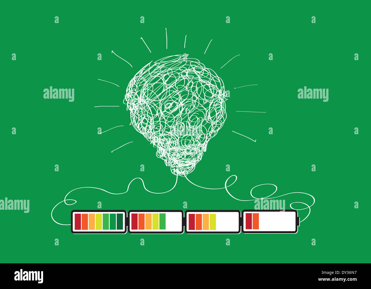 Light bulb Charging Battery Power Idea design Stock Photo - Alamy