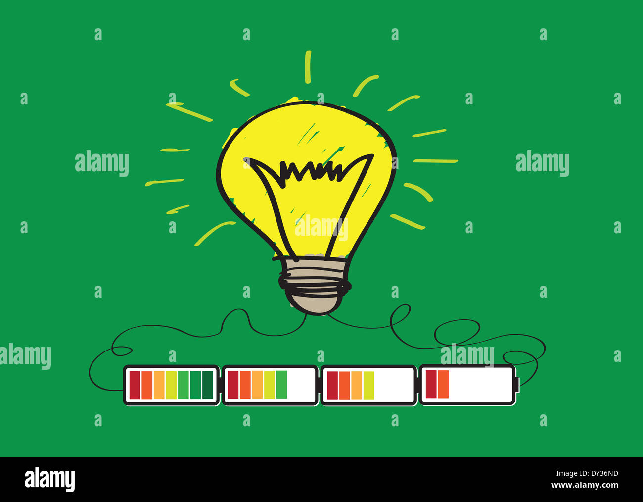Light bulb Charging Battery Power Idea design Stock Photo - Alamy