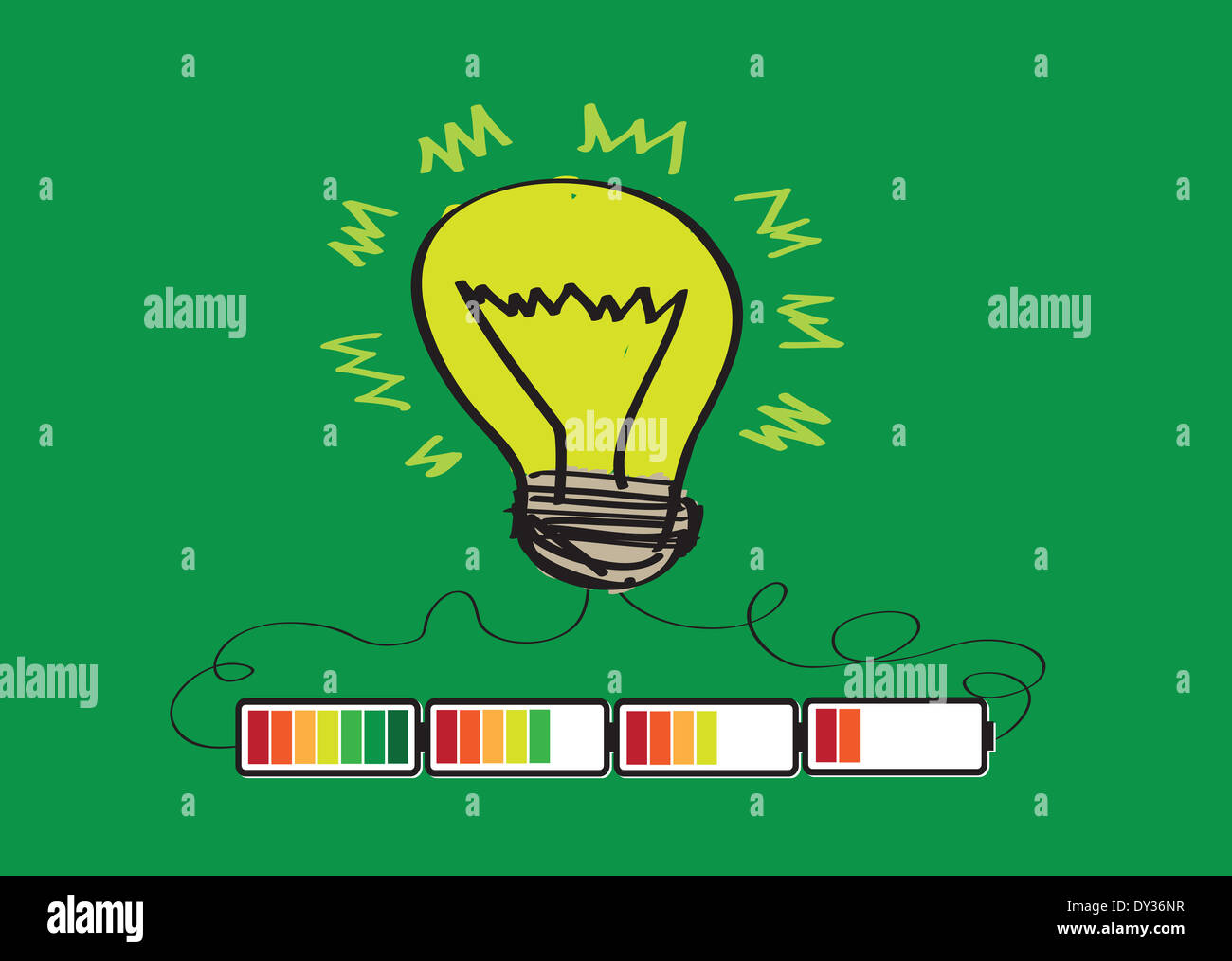 Light bulb Charging Battery Power Idea design Stock Photo - Alamy