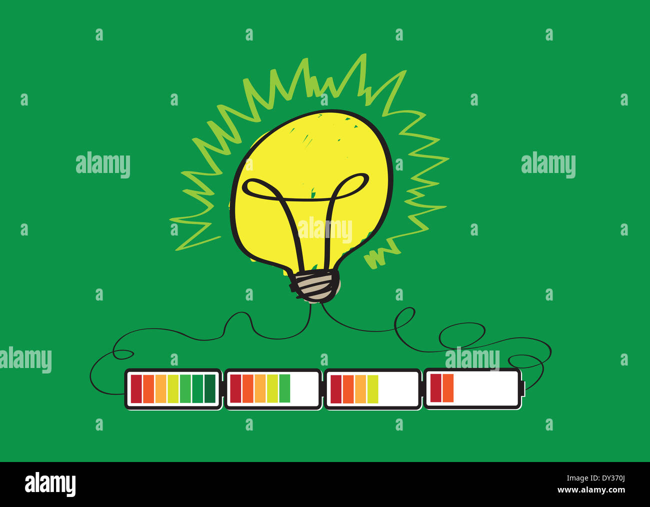 Light bulb Charging Battery Power Idea design Stock Photo - Alamy
