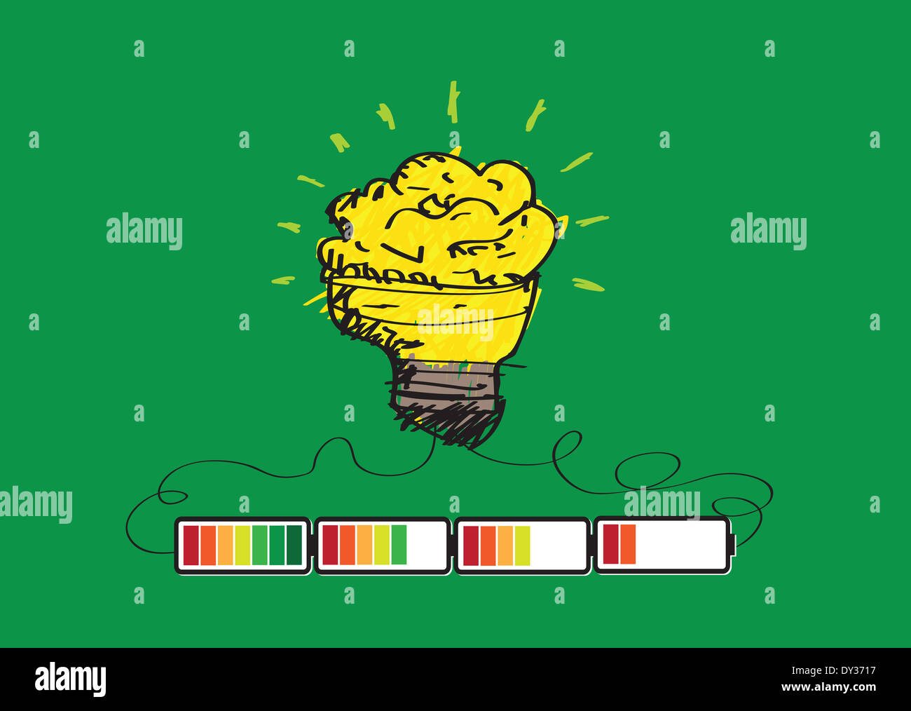 Light bulb Charging Battery Power Idea design Stock Photo - Alamy