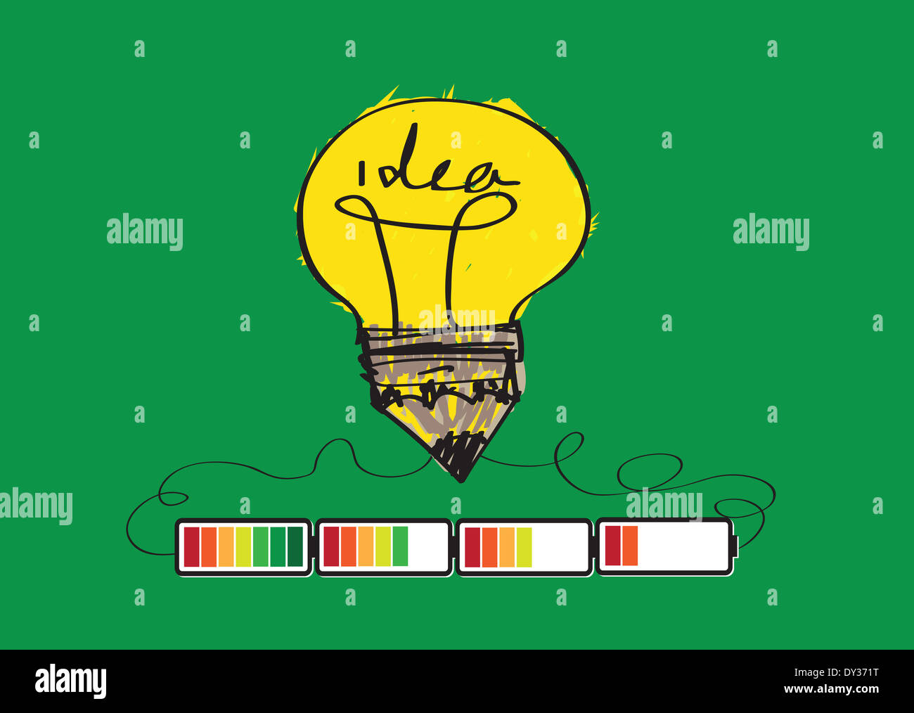 Light bulb Charging Battery Power Idea design Stock Photo - Alamy
