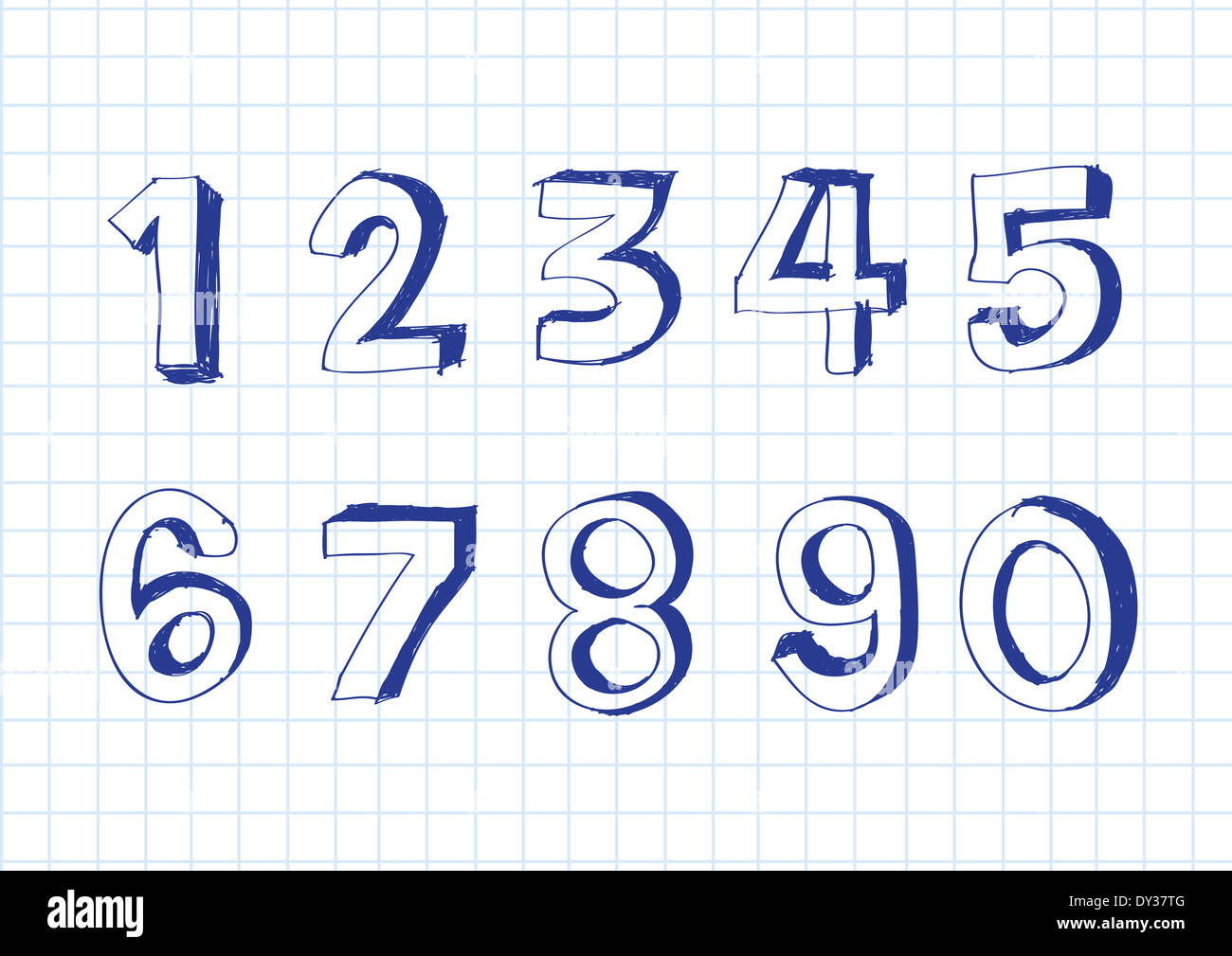 Sketch numbers 0-9 Stock Photo - Alamy