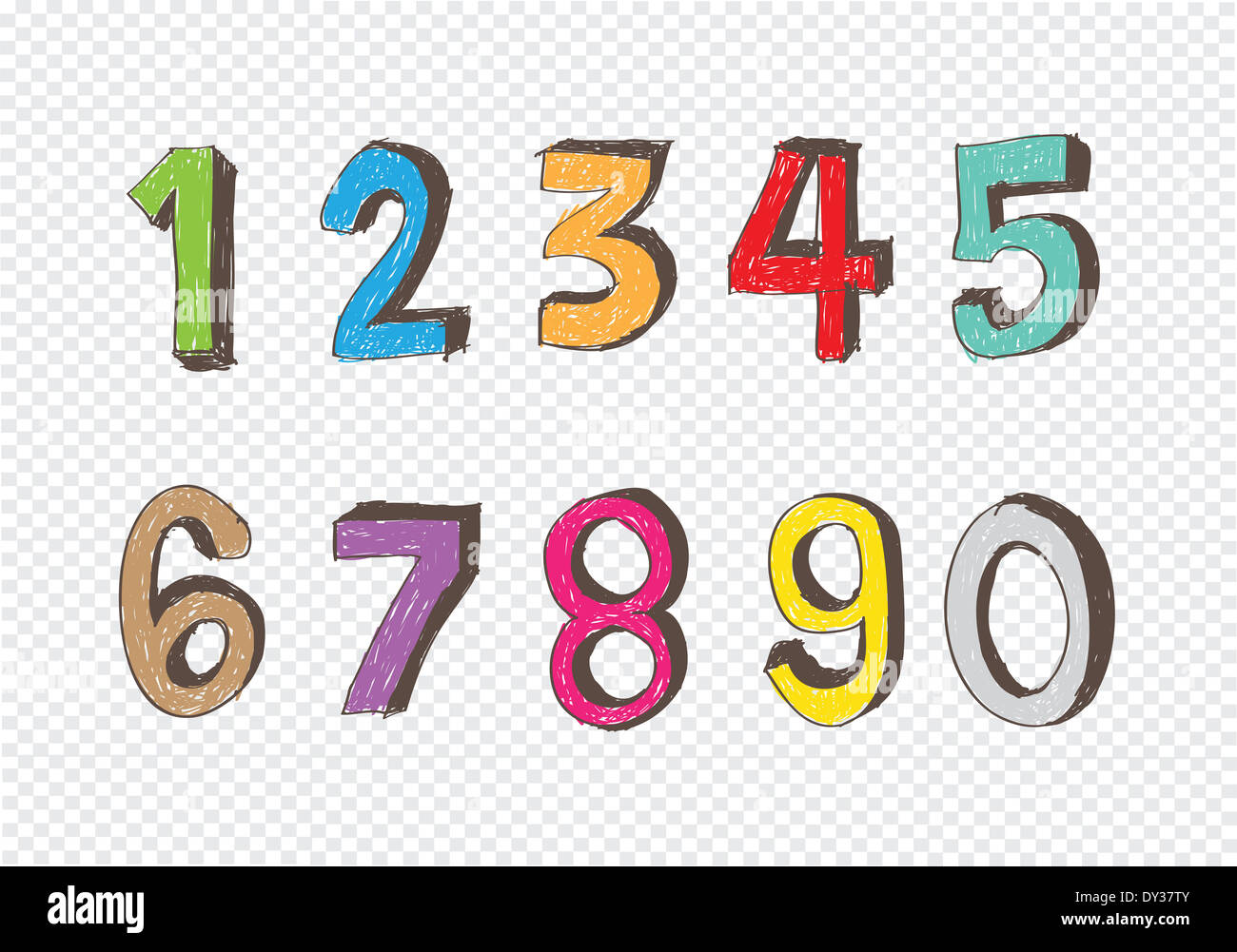Sketch numbers 0-9 Stock Photo - Alamy