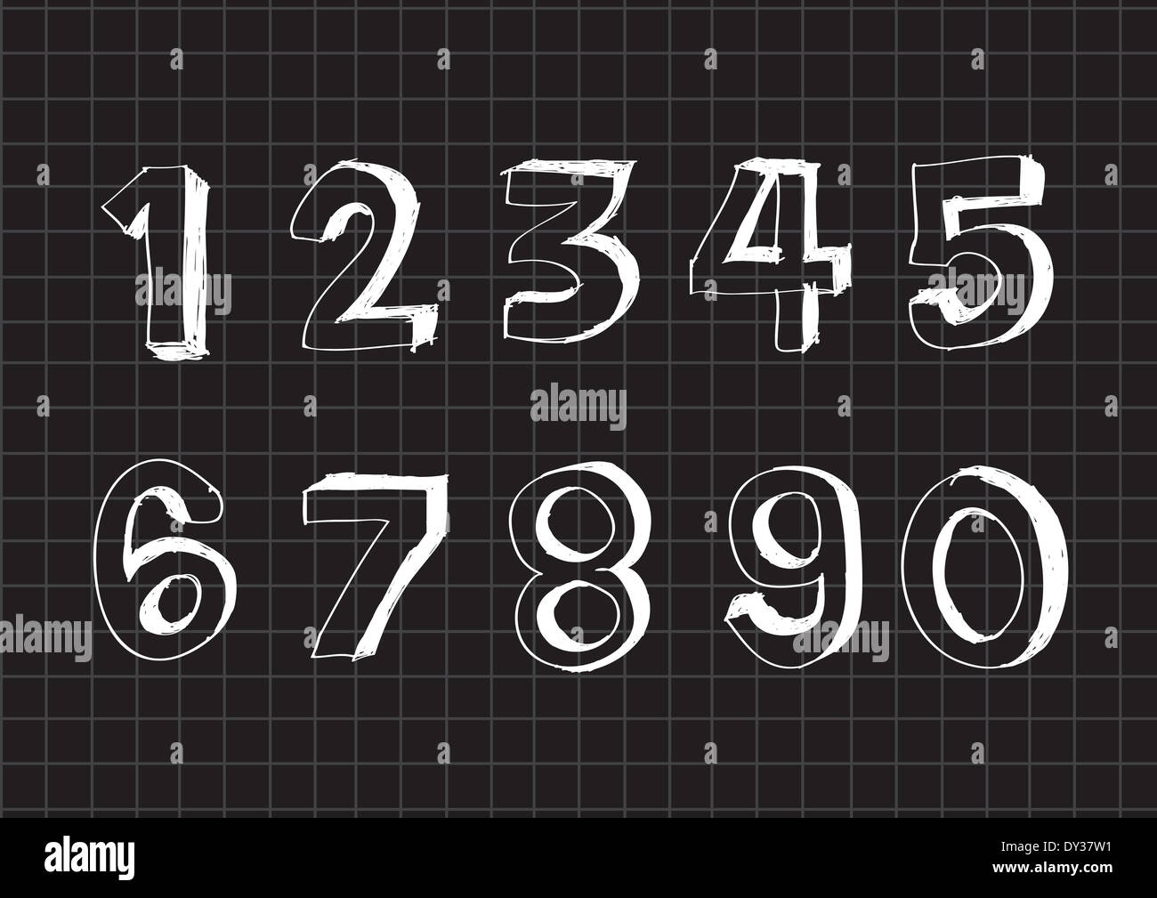Sketch numbers 0-9 Stock Photo - Alamy