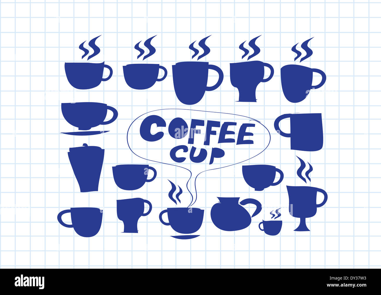 Coffee cup set hand drawing Stock Photo - Alamy